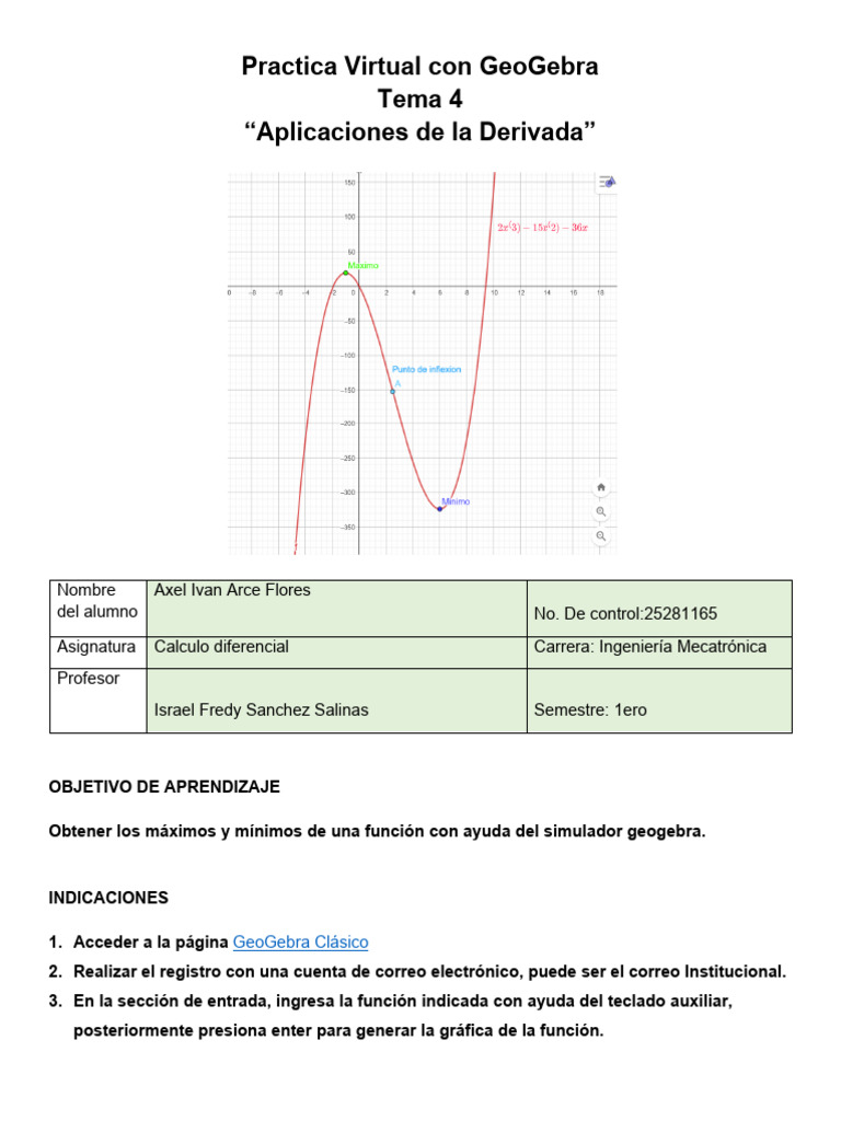 Práctica Virtual Tema 4 - Axel Ivan Arce Flores | PDF | Tangente | Línea (geometría)