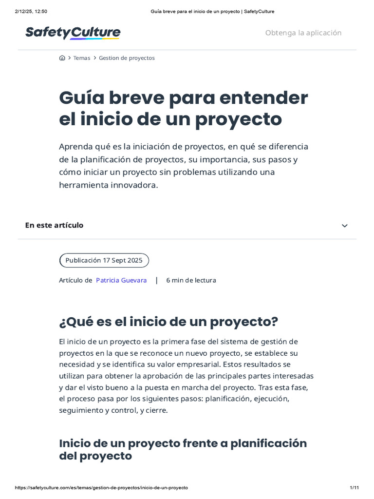Guía Breve para El Inicio de Un Proyecto - SafetyCulture | PDF ...
