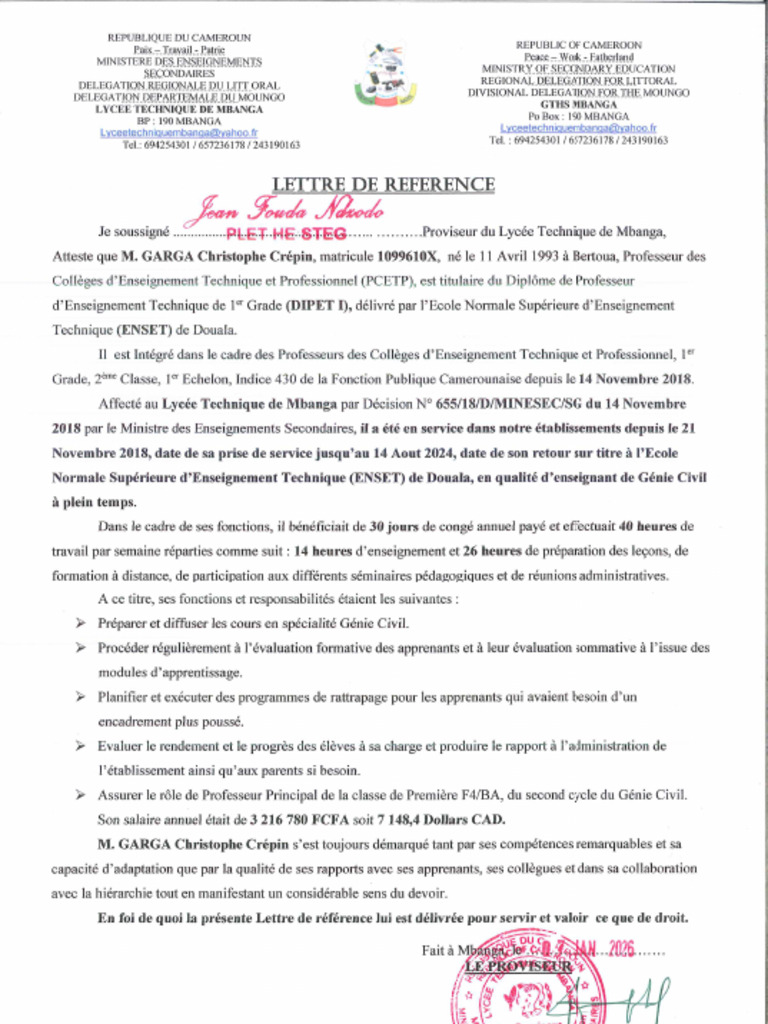 Letter of Reference | PDF