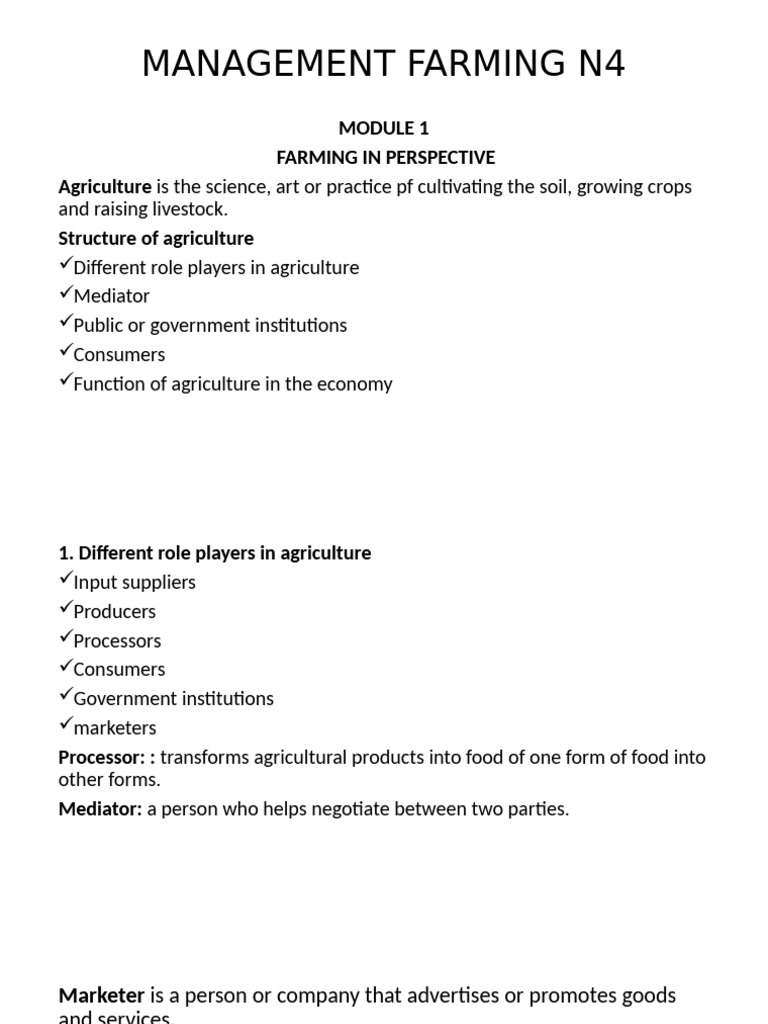 Farming Management 4n New Syllabus | PDF | Agriculture | Economic System