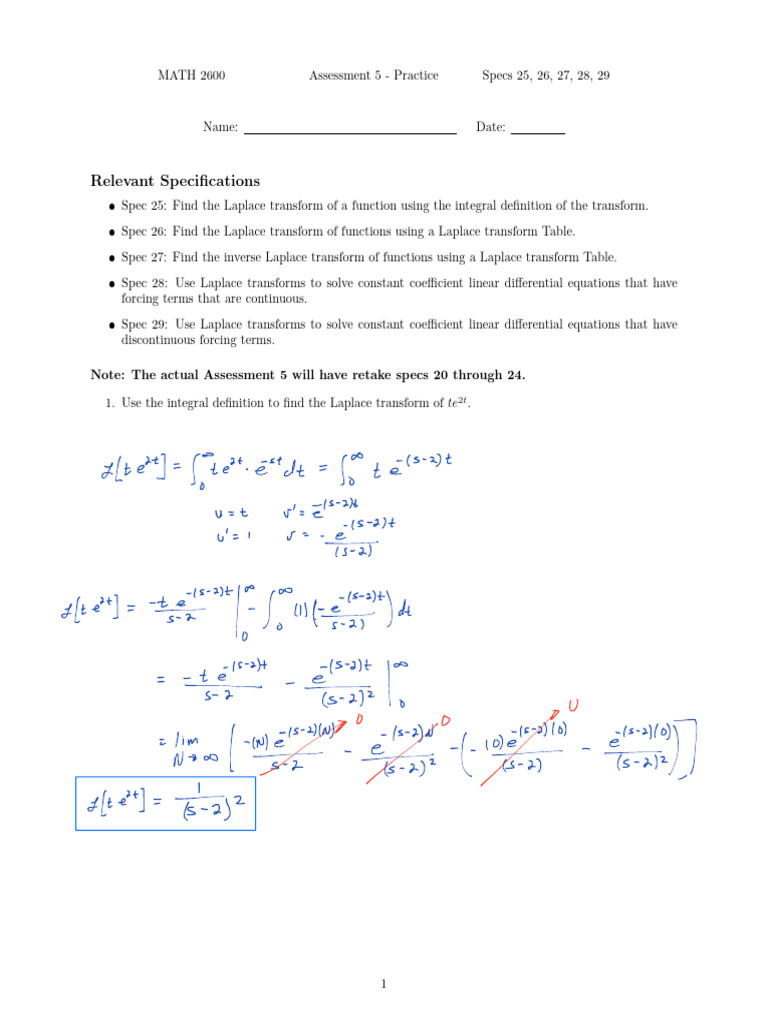 A5-Practice Solution | PDF | Laplace Transform | Mathematical Relations