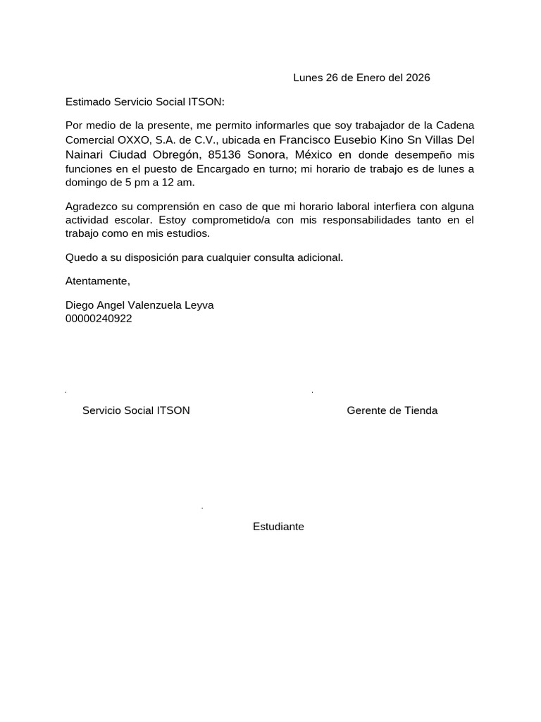 Estimado Servicio Social ITSON | PDF