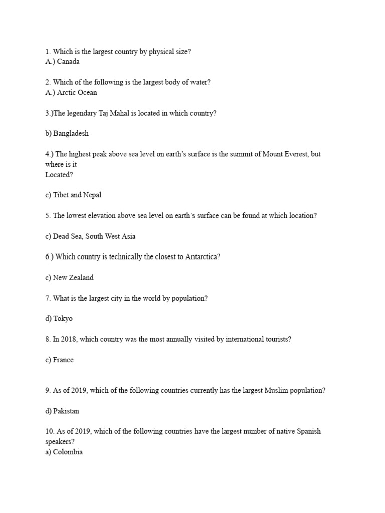 Geo Quiz | PDF