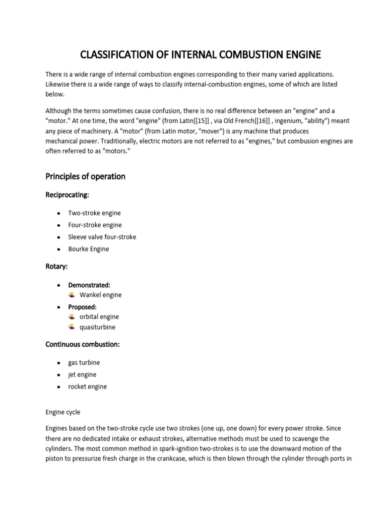 Classification of Internal Combustion Engine | PDF | Internal ...