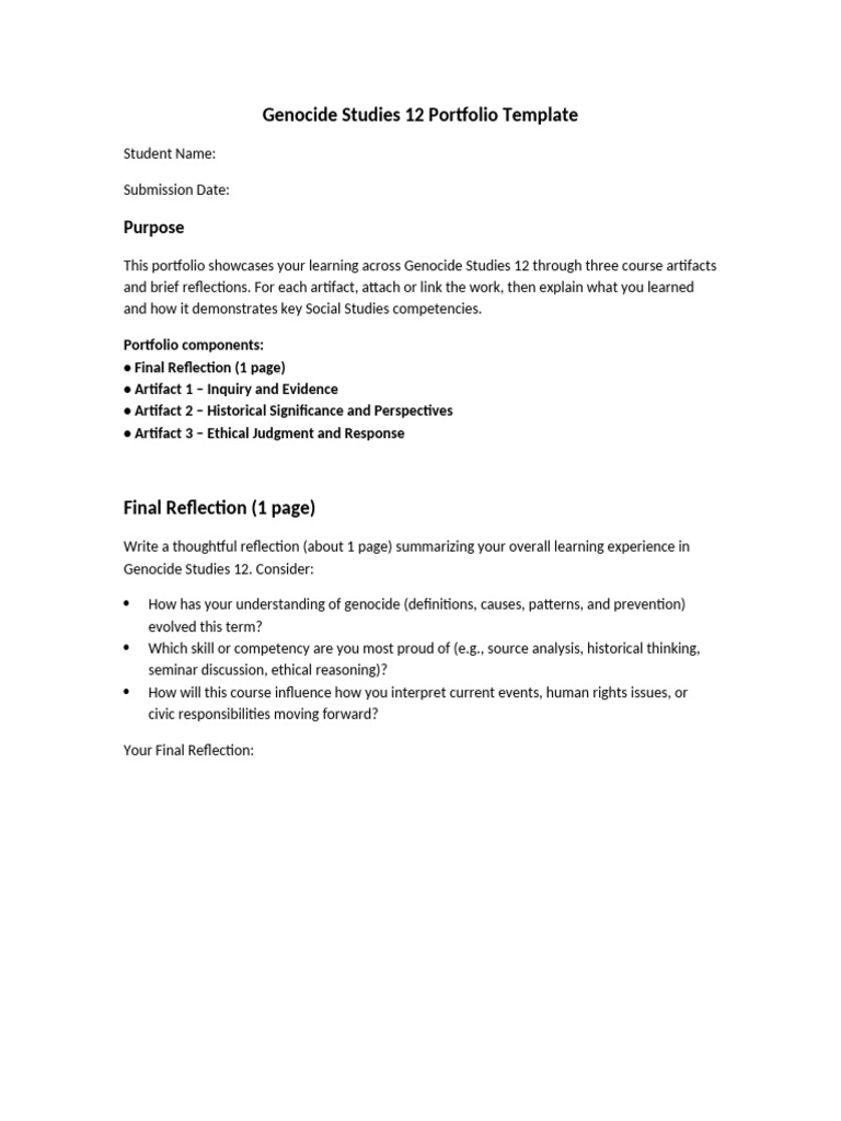 January 2026.genocide Studies 12 Portfolio Template | PDF | Cognition ...