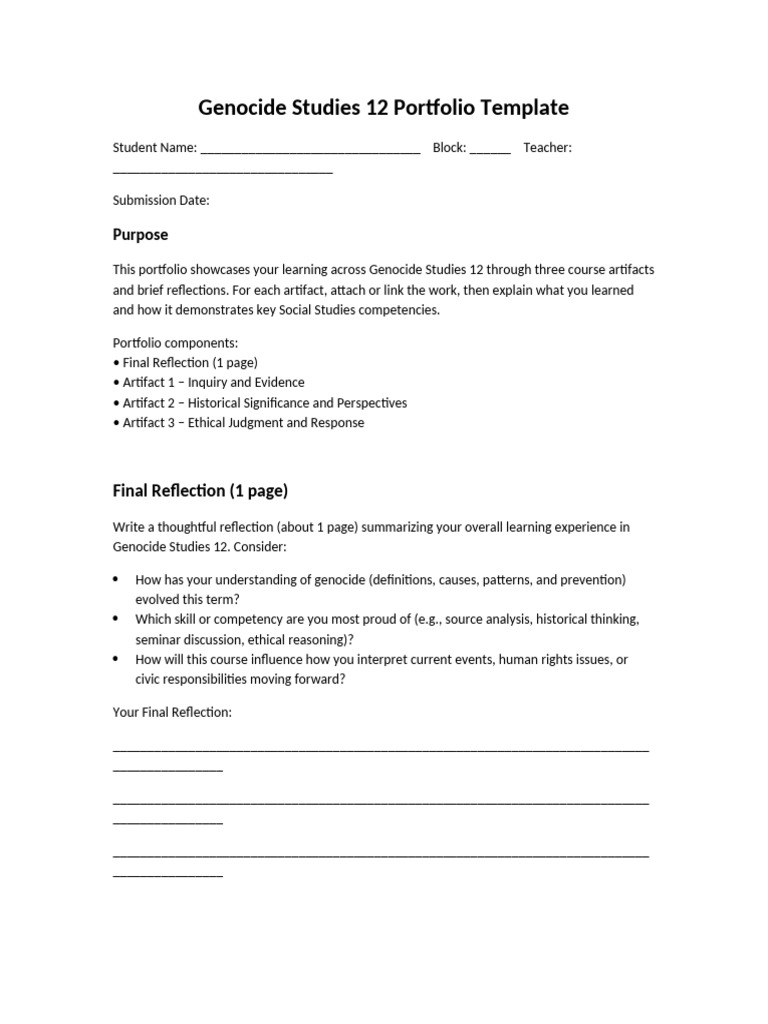 Genocide Studies 12 Portfolio Template | PDF | Cognition ...