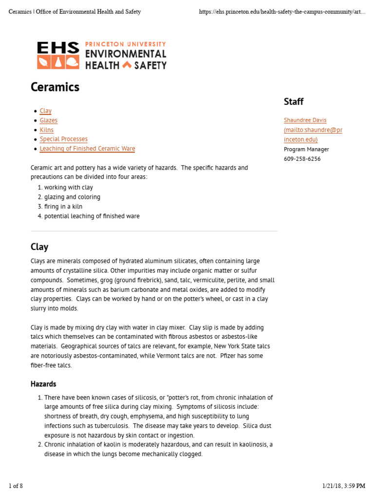 Princeton Ceramics - Office of Environmental Health and Safety | PDF ...