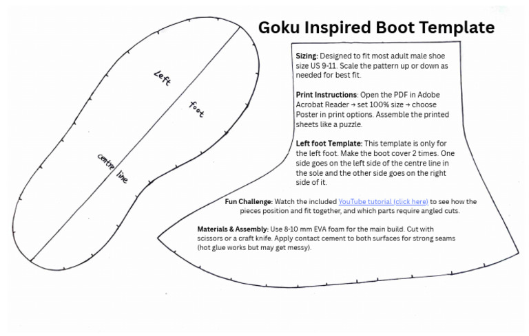 Goku Inspired Boot Base Template | PDF