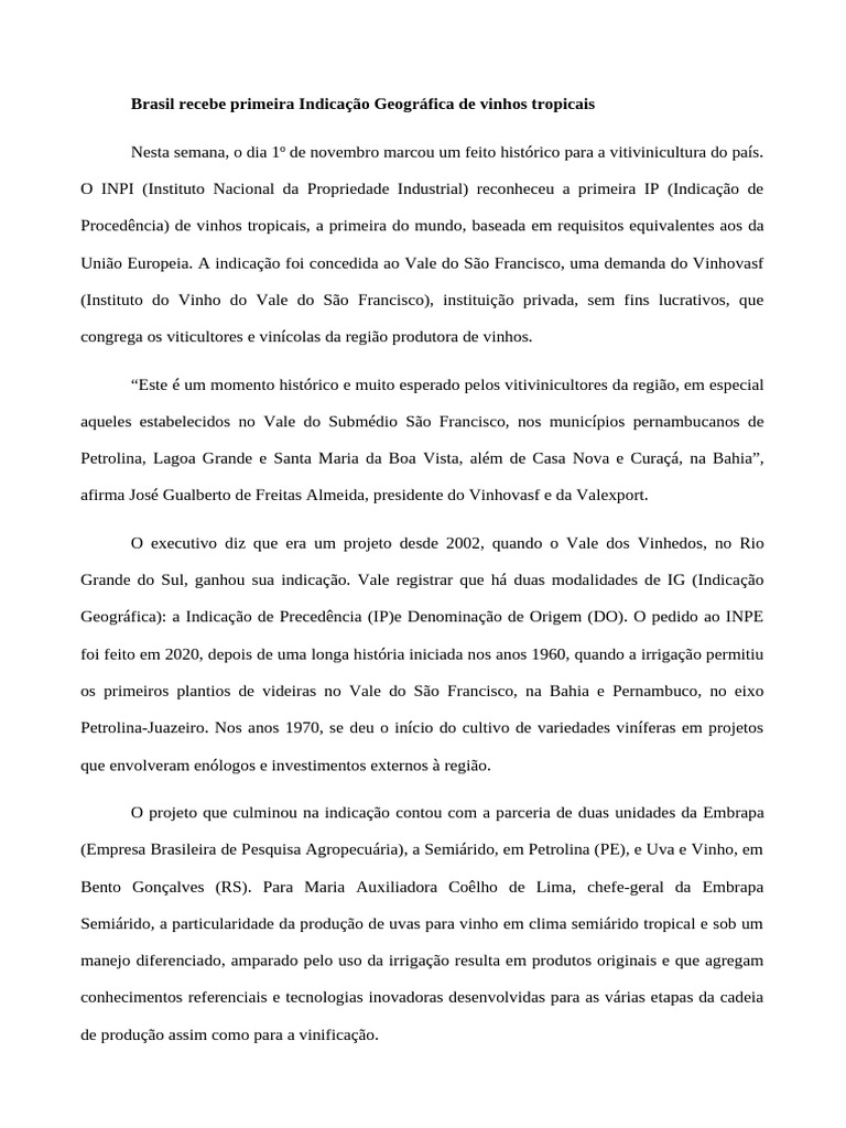 6. Brasil recebe primeira Indicação Geográfica de vinhos tropicais ...