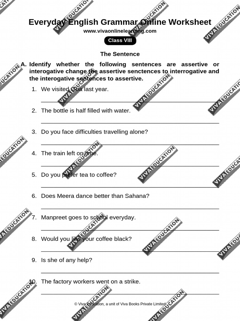 Grammer Class 8th Worksheet | PDF | Syntax | Grammar