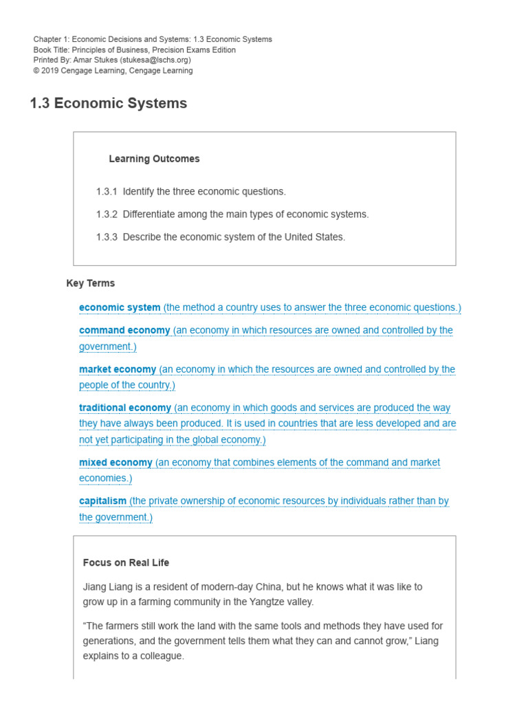 Chapter 1.3 - Economic Systems | PDF | Economic System | Goods