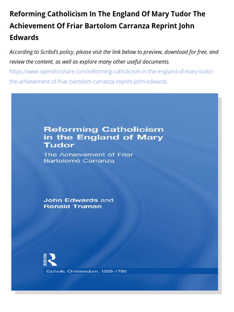 Reforming Catholicism In The England Of Mary Tudor The Achievement Of ...