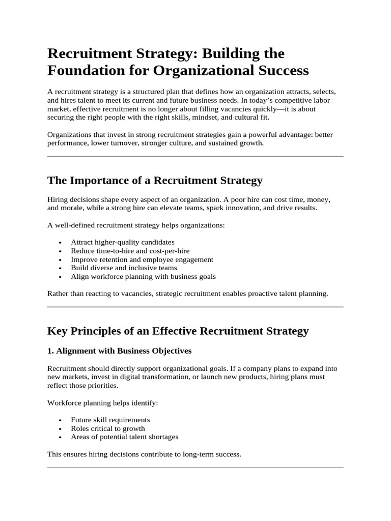 Recruitment Strategy | PDF | Recruitment | Employee Retention