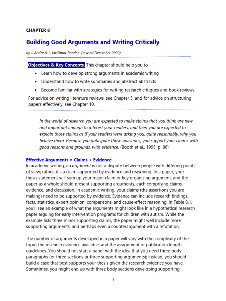 2023 ACWR CH 8 Building Good Arguments & Writing Critically | PDF ...