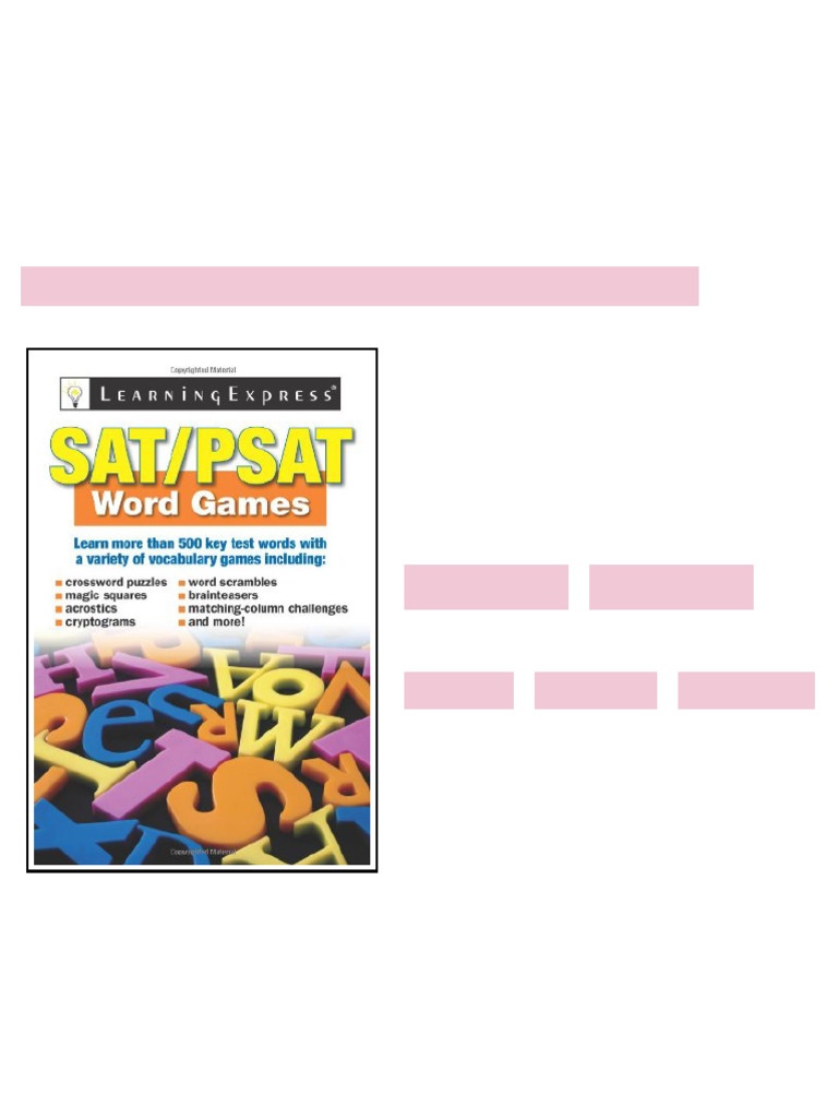 SAT PSAT Word Games 1st Edition Michele R Wells available all format ...