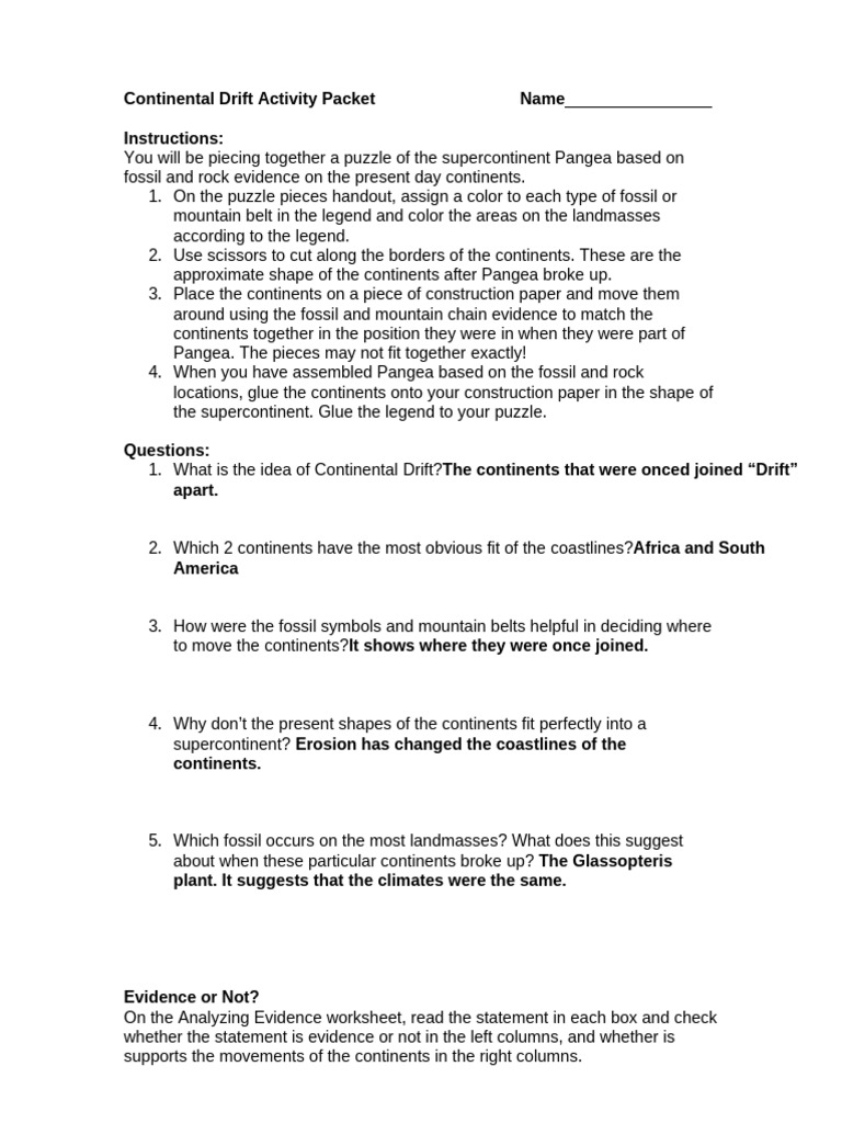 Activity Continentaldrift (1) Converted 10 | PDF | Continent | Earth ...