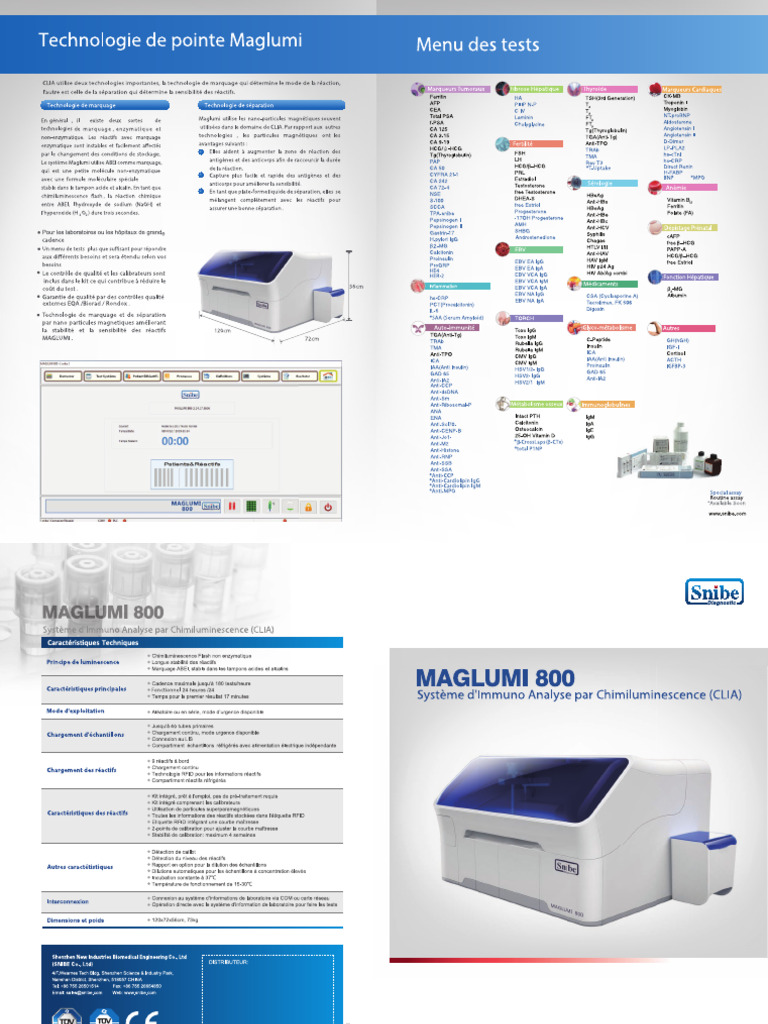 Fiche Technique Maglumi 800 Immuno Hormonologie | PDF