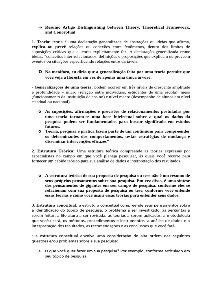 Resumo Artigo Distinguishing Between Theory | PDF | Teoria | Análise de dados