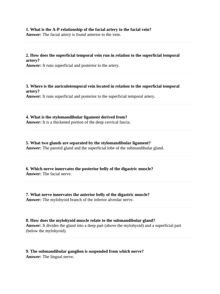 Anatomy Questions | PDF