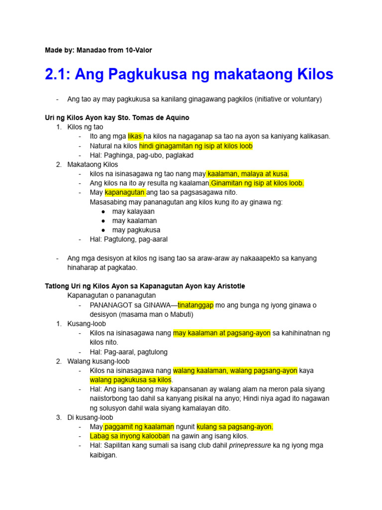 Q2 EsP Reviewer G10 | PDF