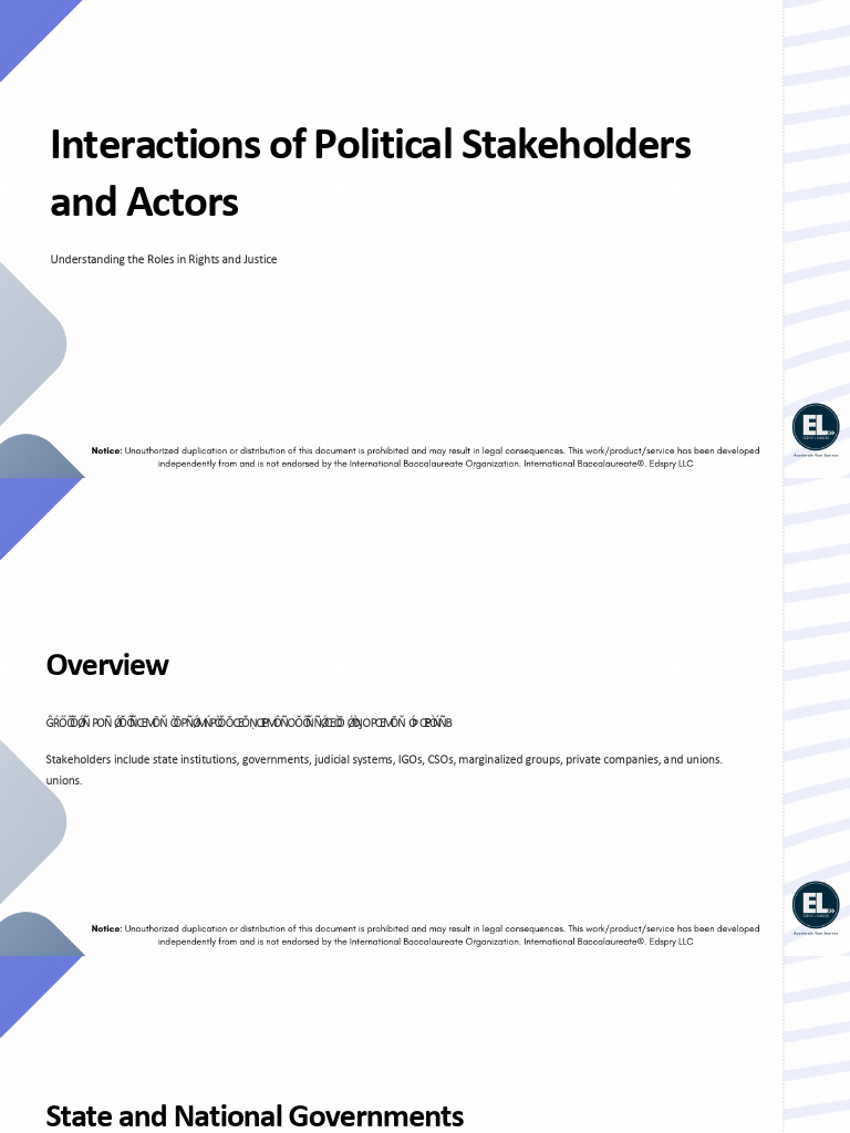 Rights & Justice - 4.2 Interactions of Political Stakeholders and ...