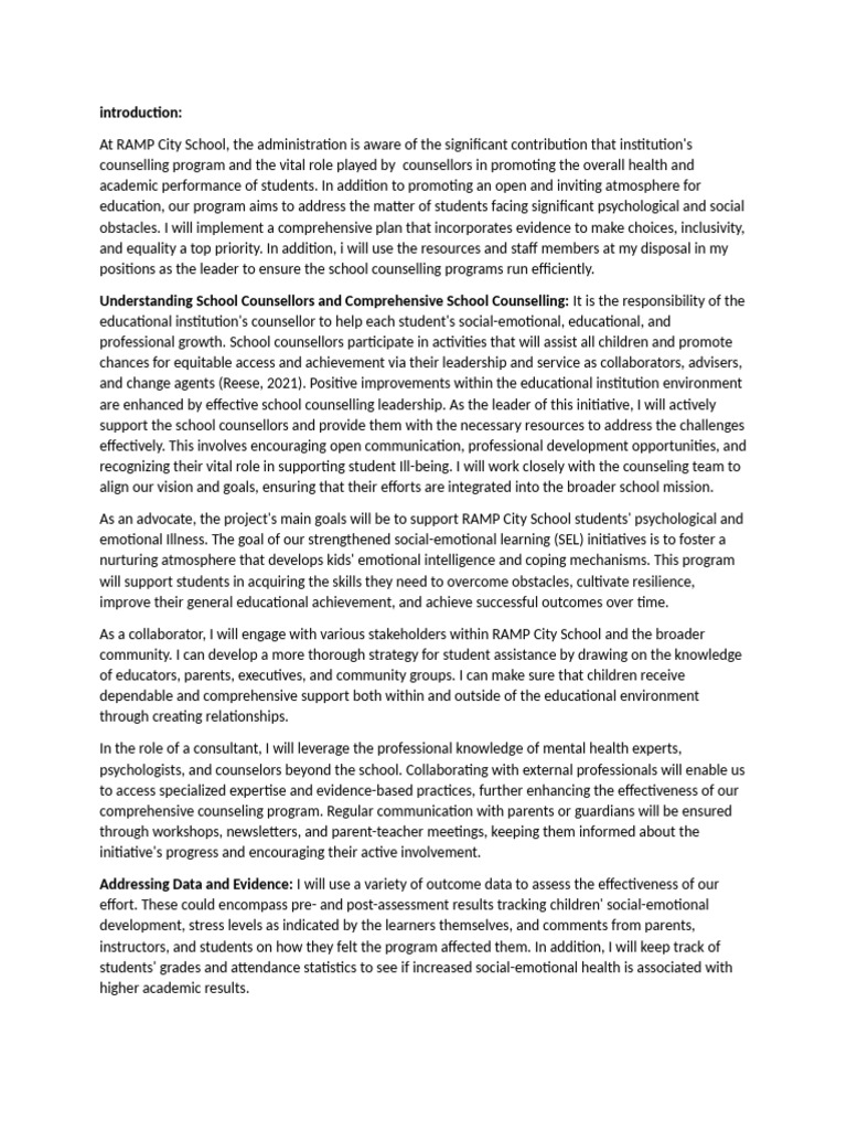 SCHOOL COUNSELORS AND COMPREHENSIVE SCHOOL COUNSELING PROGRAMS | PDF ...