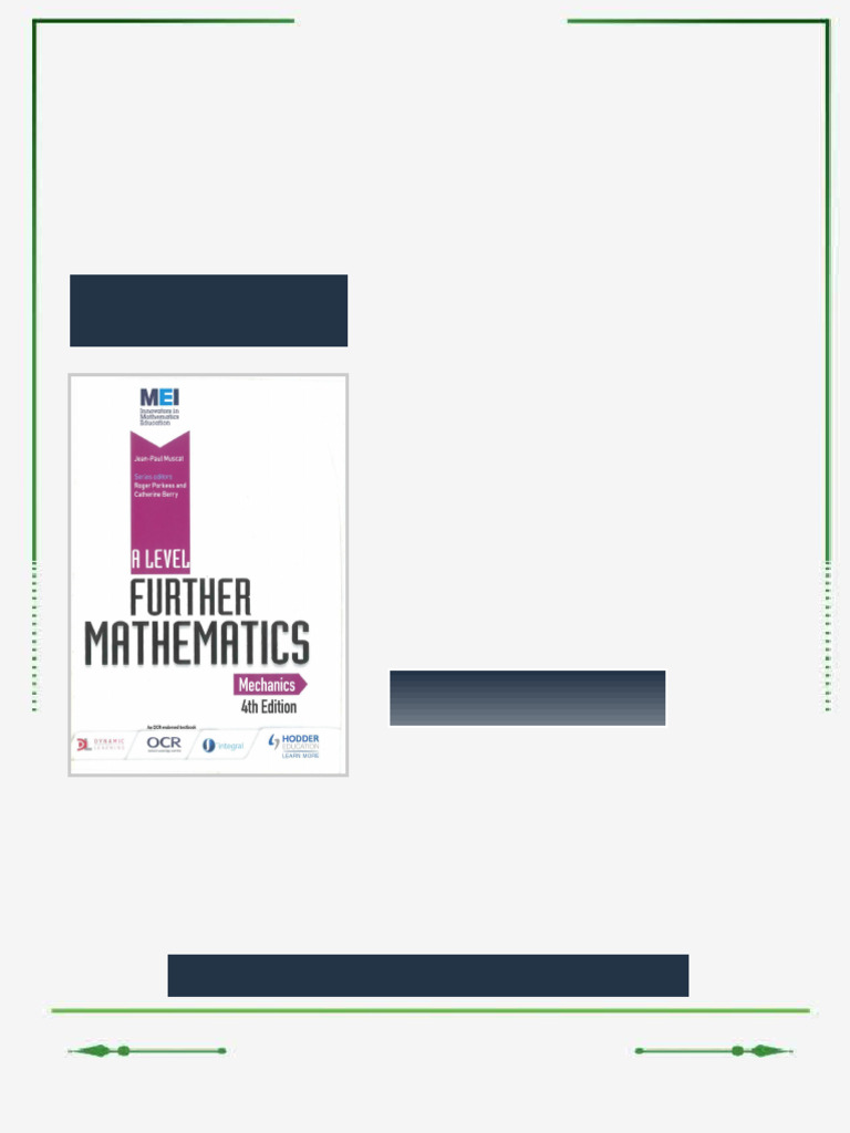 MEI A Level Further Mathematics Mechanics 4th Edition Muscat Jean Paul eBook instantly unlocked ...