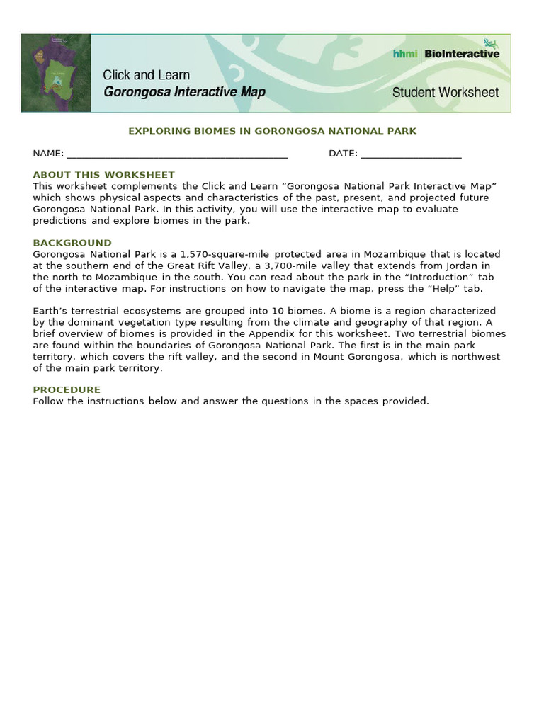 01 Exploring Biomes in Gorongosa National Park Digital | PDF | Forests ...