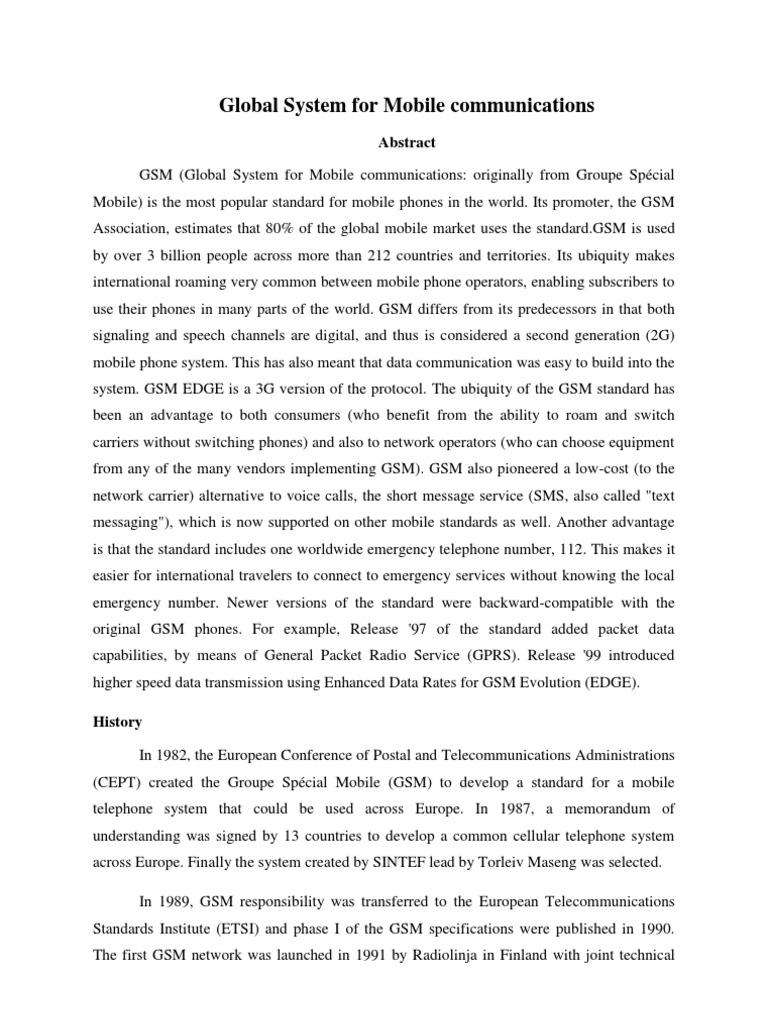 Global System For Mobile Communications | PDF