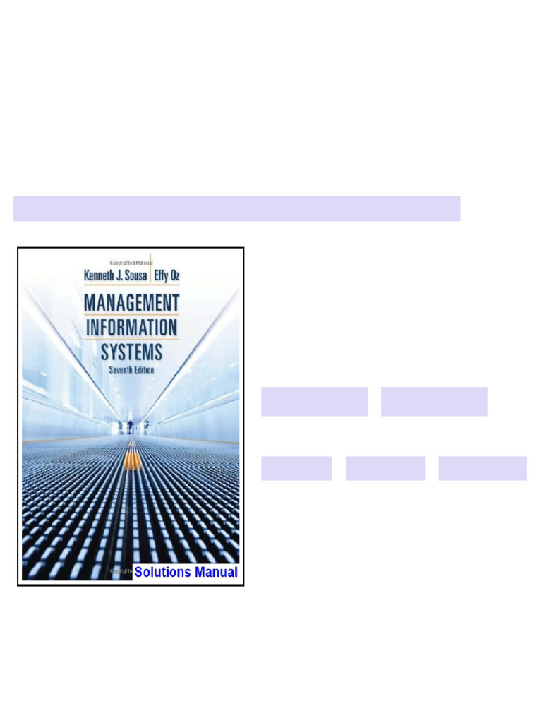 Management Information Systems 7th Edition Sousa Solutions Manual available all format | PDF ...