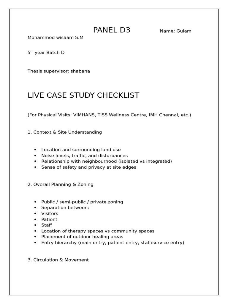 Live Case Study and Net Case Study Checklist-Wisaam | PDF