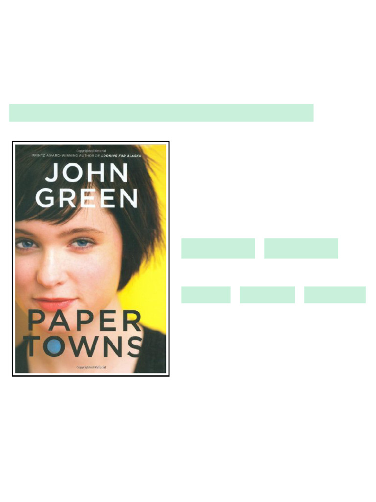 Paper Towns First Edition John Green digital version 2025 | PDF ...