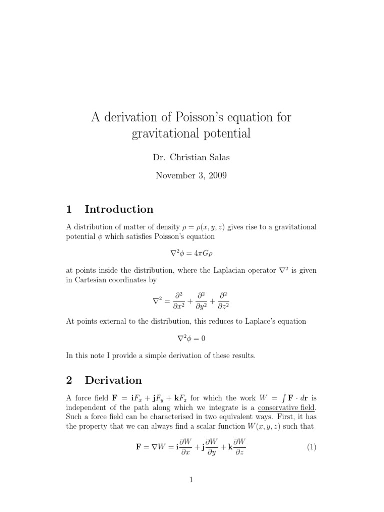 Poisson Equation Derivation | PDF | Sphere | Mass