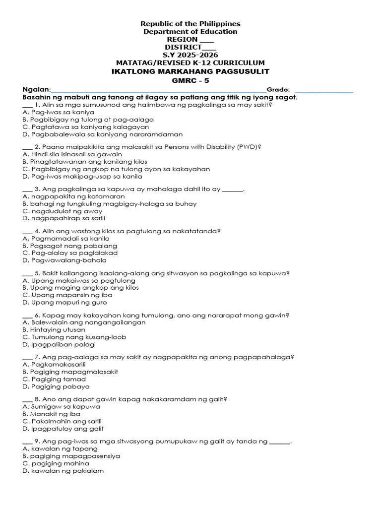 g5 GMRC PT q3 Revised K-12 | PDF