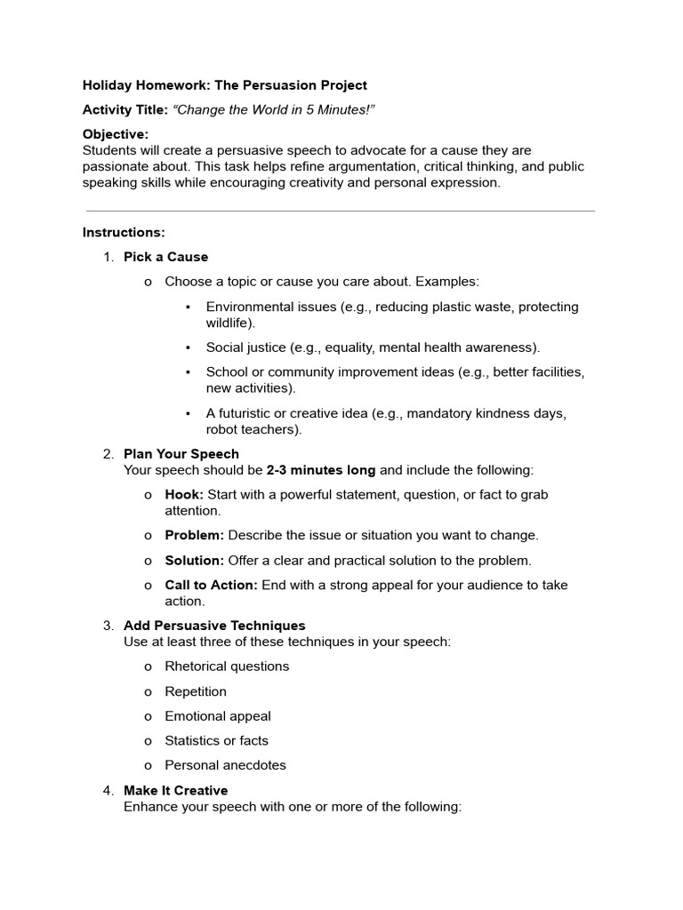 Holiday Homework Year 10.Docx | PDF | Rhetoric | Human Communication