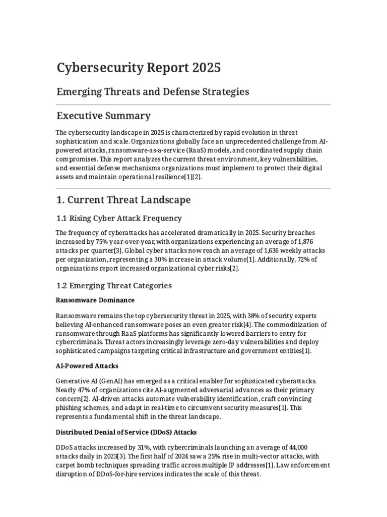 Cybersecurity Report 2025 | PDF | Security | Computer Security