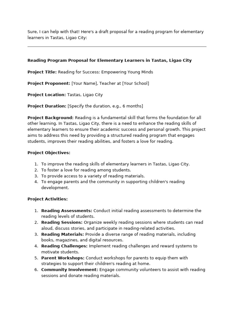 Reading Proposal Juvyp | PDF | Learning | Education Theory