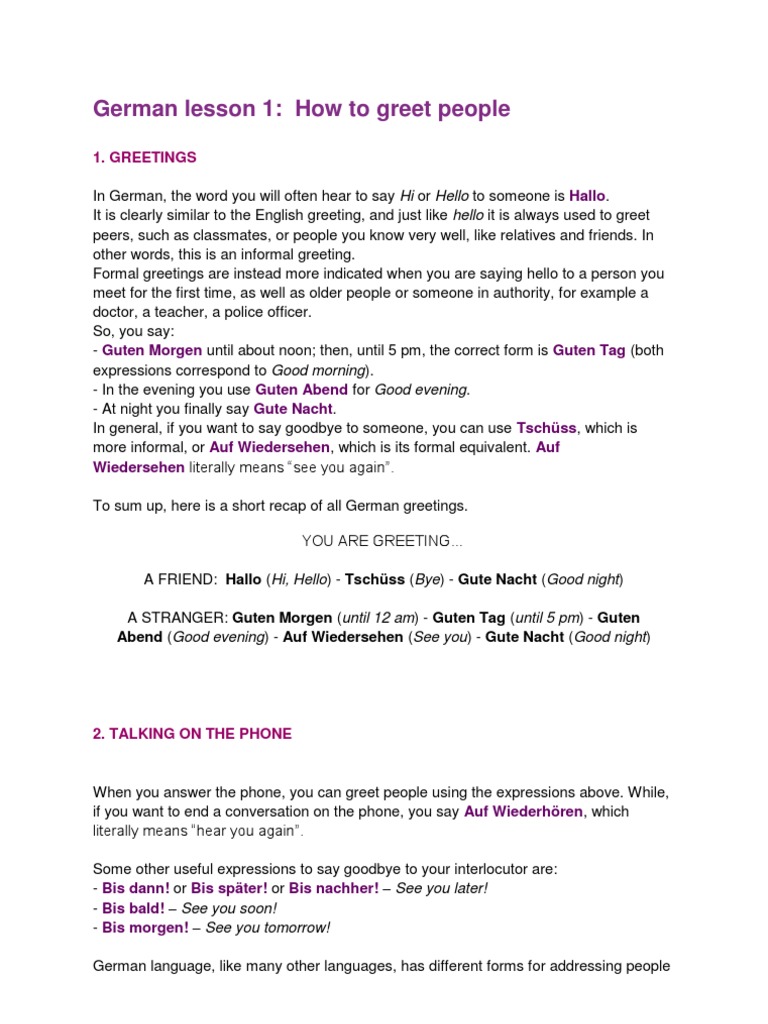 German Lesson 1 | PDF | Languages | Language Arts & Discipline