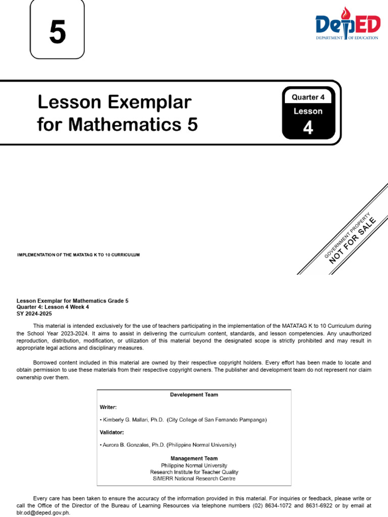 Q4 - LE - Mathematics 5 Lesson 4 Week 4 | PDF | Triangle | Tetrahedron