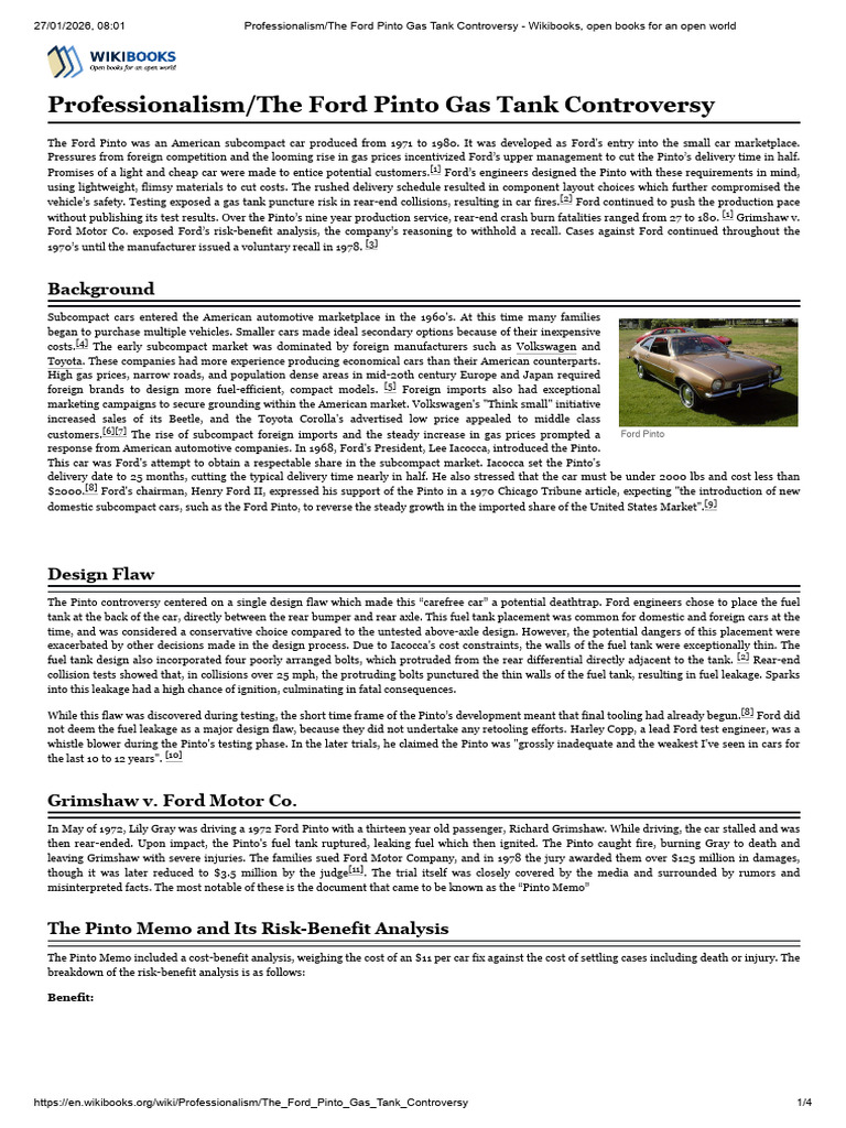 Professionalism_The Ford Pinto Gas Tank Controversy - Wikibooks, Open ...