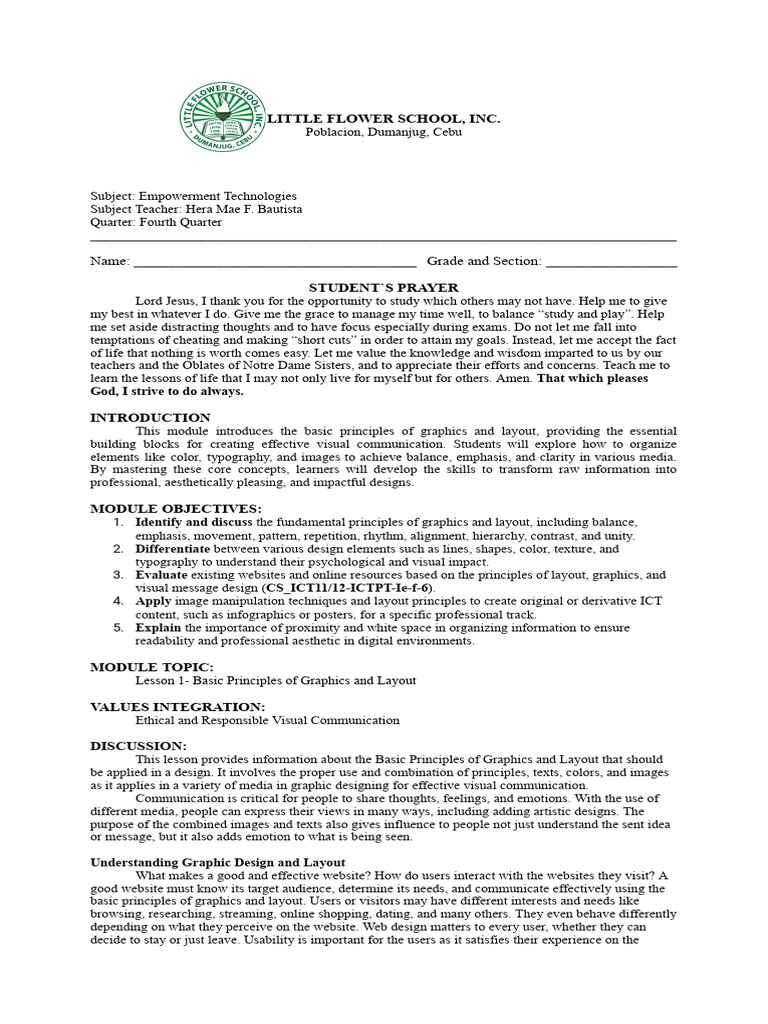 Module Lesson 1-Basic Principles of Graphics and Layout (1) | PDF | Graphic Design | Page Layout