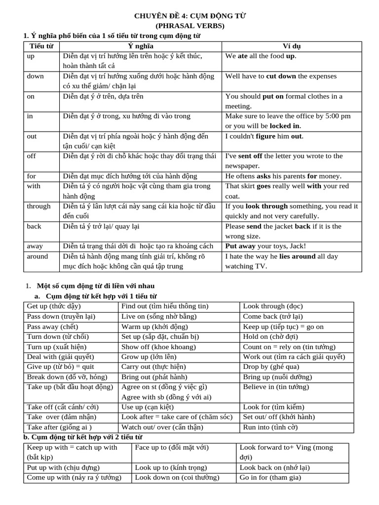 CHUYÊN ĐỀ Phrasal Verbs | PDF