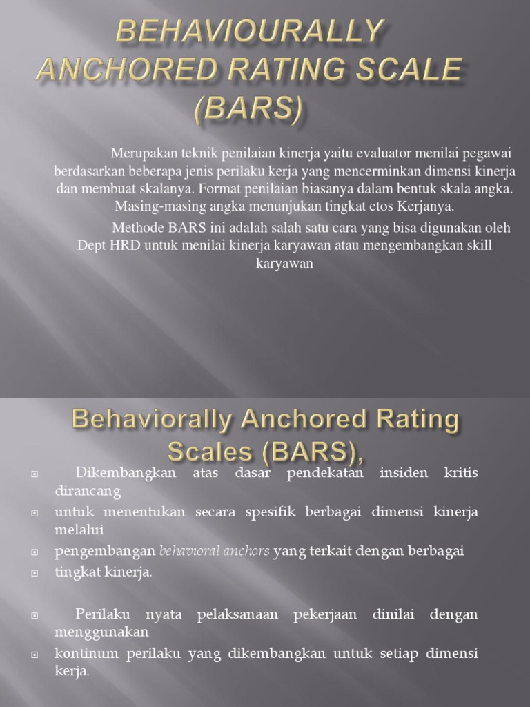 Behaviourally Anchored Rating Scale (BARS) | PDF | Karier ...