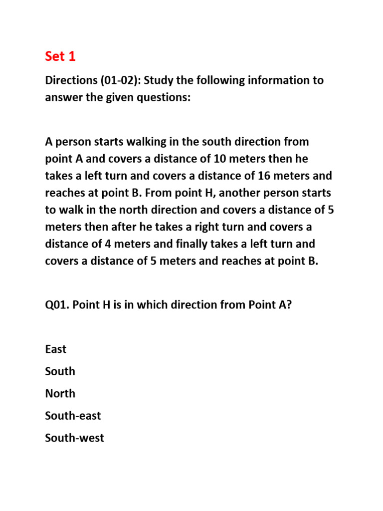 DISTANCE direction test | PDF