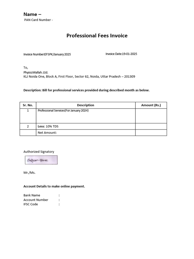 PW Invoice 0008 Jan | PDF