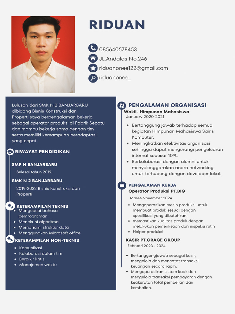 CV Lamaran Kerja Lulusan Baru Resume_20260109_211722_0000 | PDF