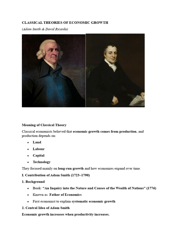 Classical Theories of Economic Growth | PDF | Economics | Economic Growth