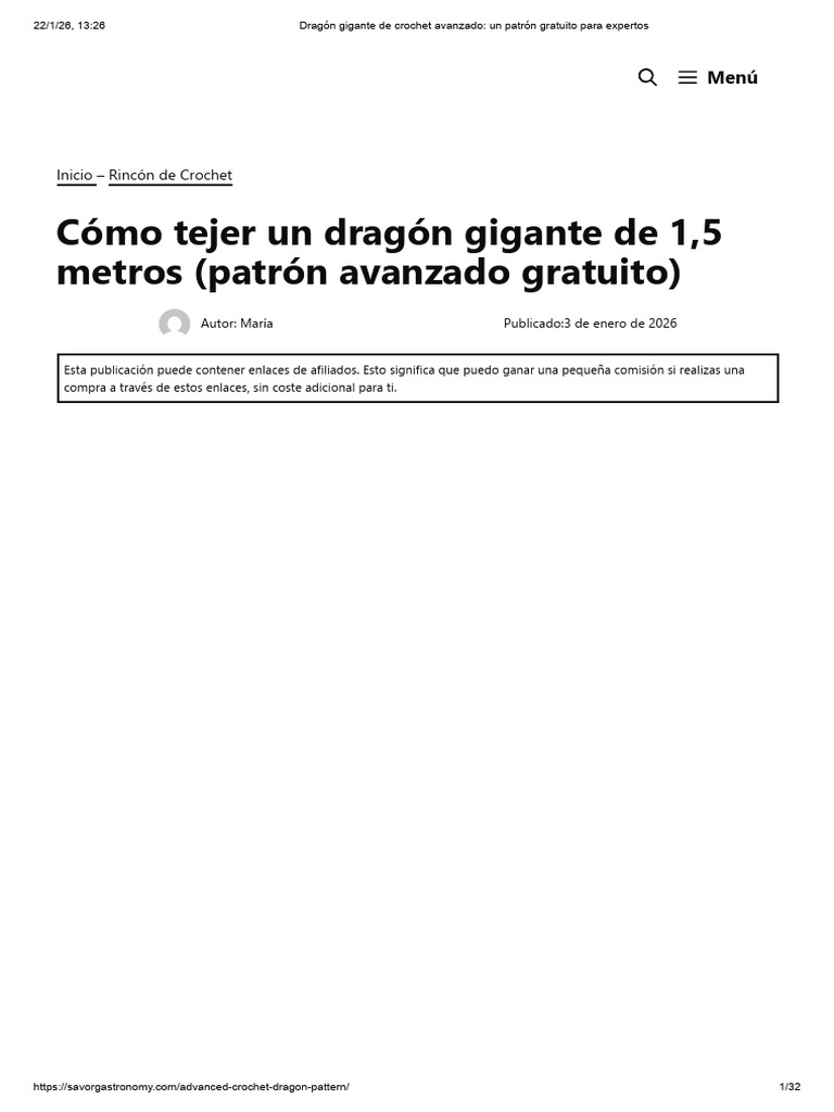 Dragón Gigante, Patrón Gratuito para Expertos | PDF | Cable | Tejer