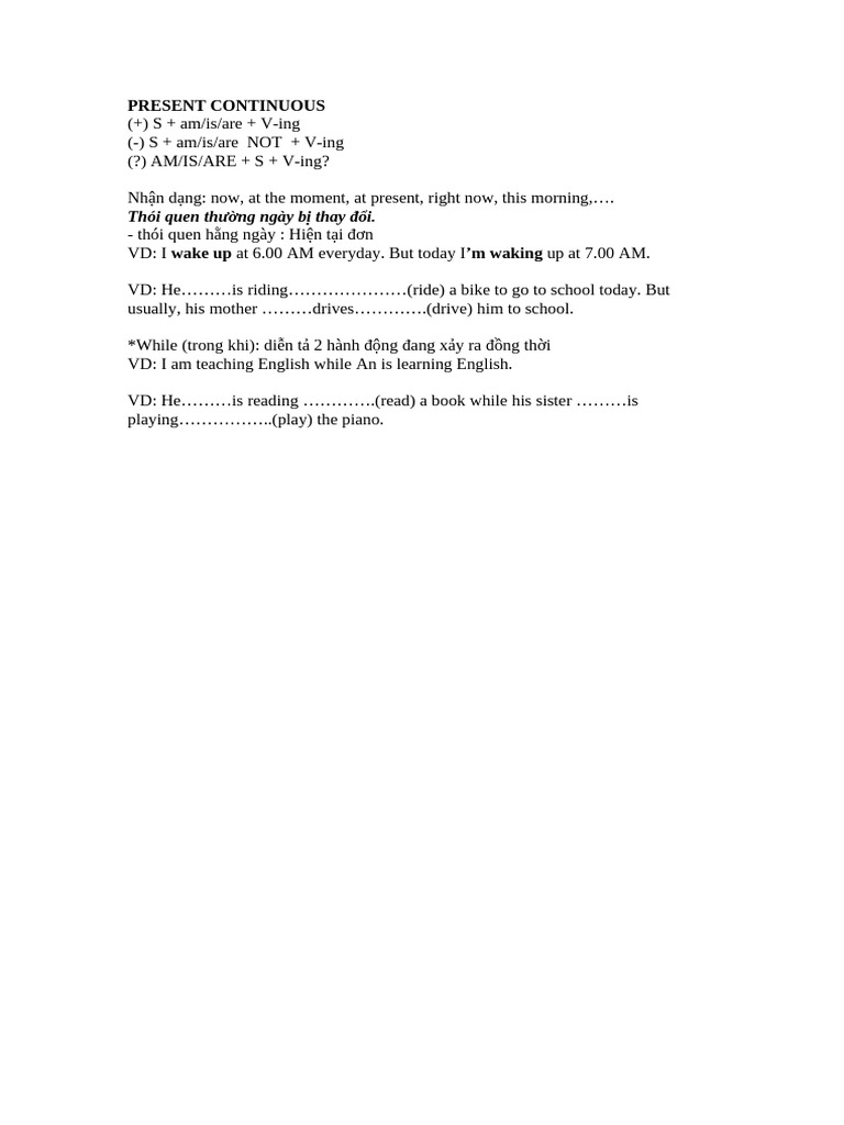 Present Continuous Review | PDF