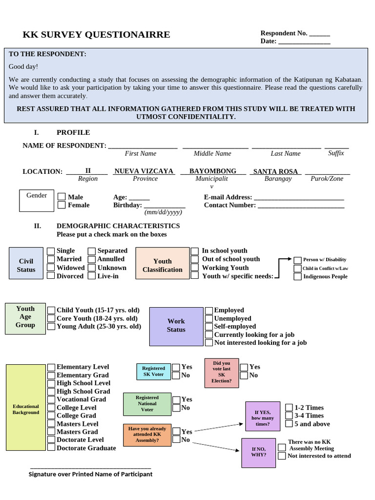 Annex 3 Kk Survey Questionnaire Kk Profiling | PDF